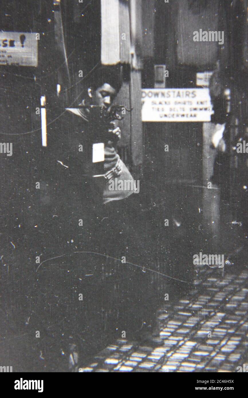 Fine 70s vintage contact print black and white photography of a young ...