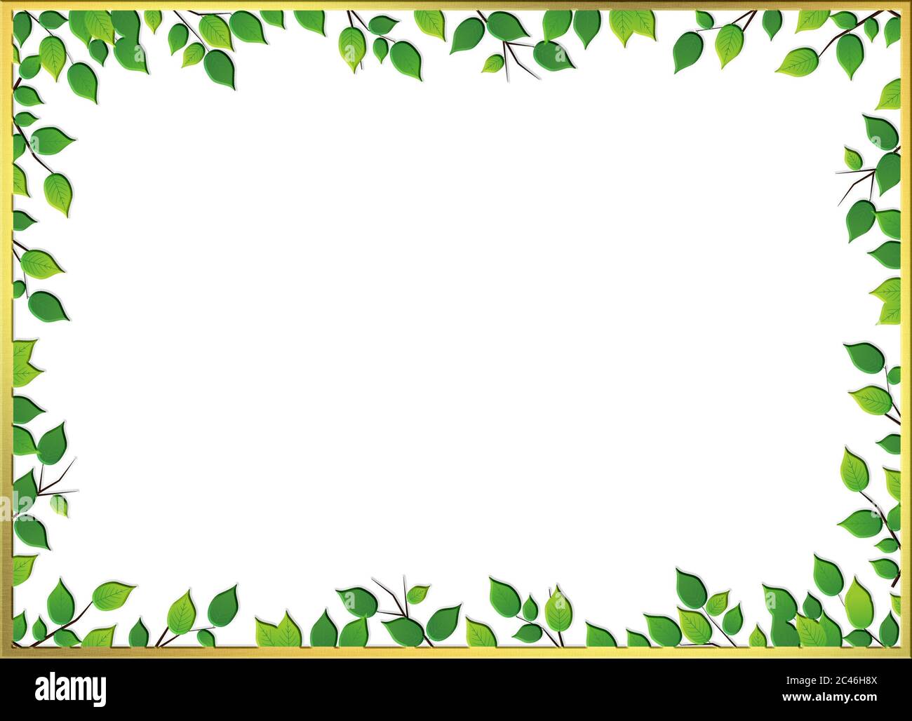 An illustration with green cartoon leaves as border design -perfect for ...