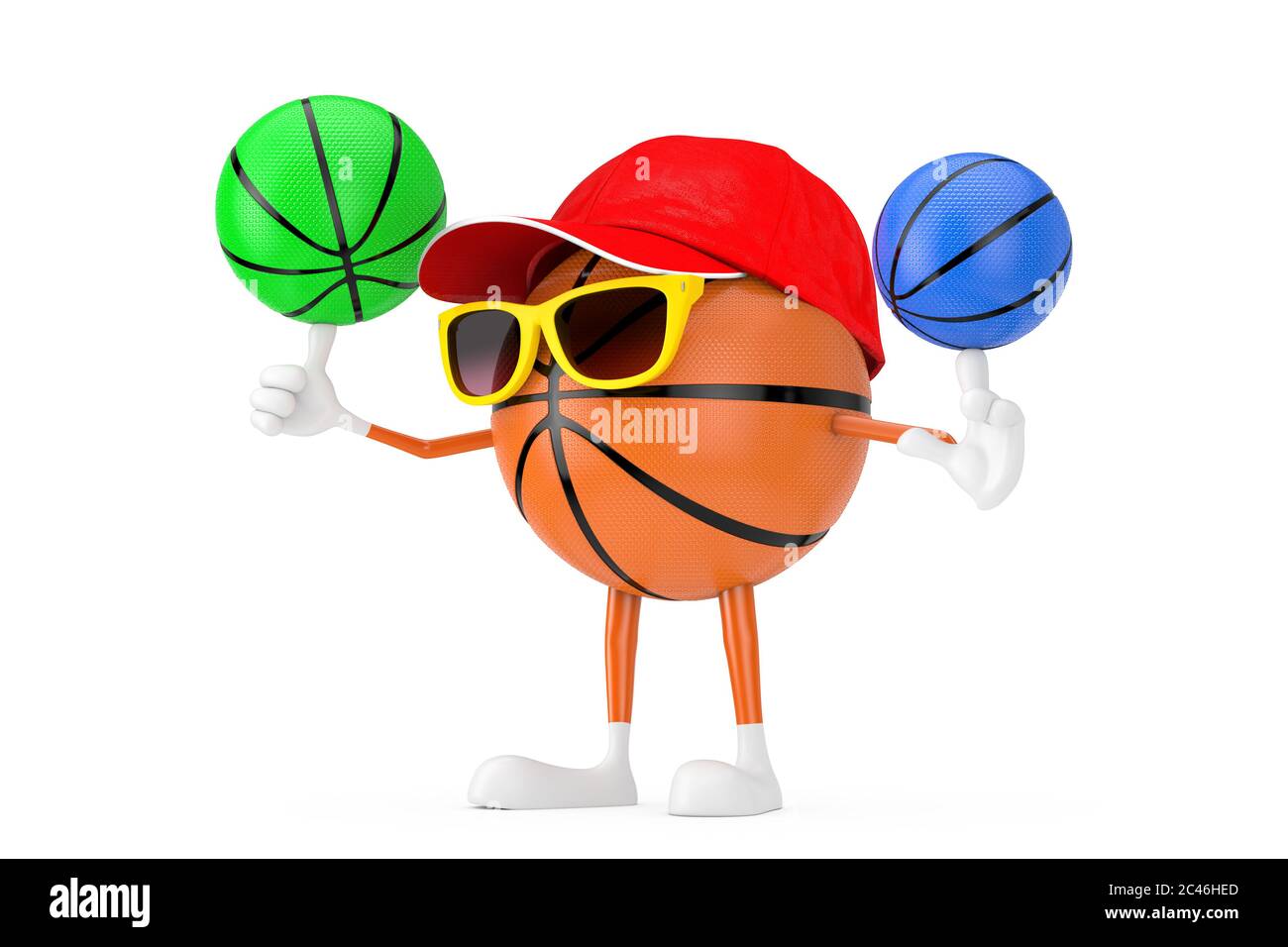 Cute Cartoon Toy Basketball Ball Sports Mascot Person Character Spining ...
