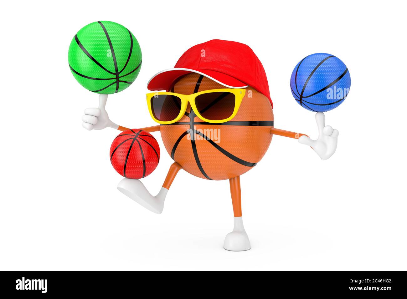 Cute Cartoon Toy Basketball Ball Sports Mascot Person Character Spining ...