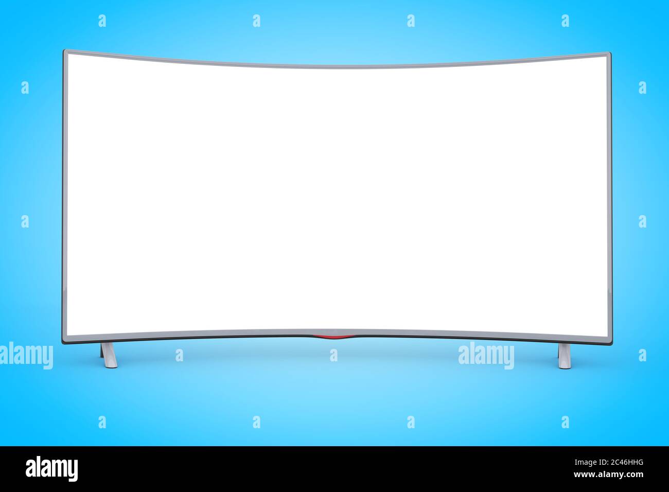 Modern Curved Led or LCD TV Screen on a blue background. 3d Rendering ...