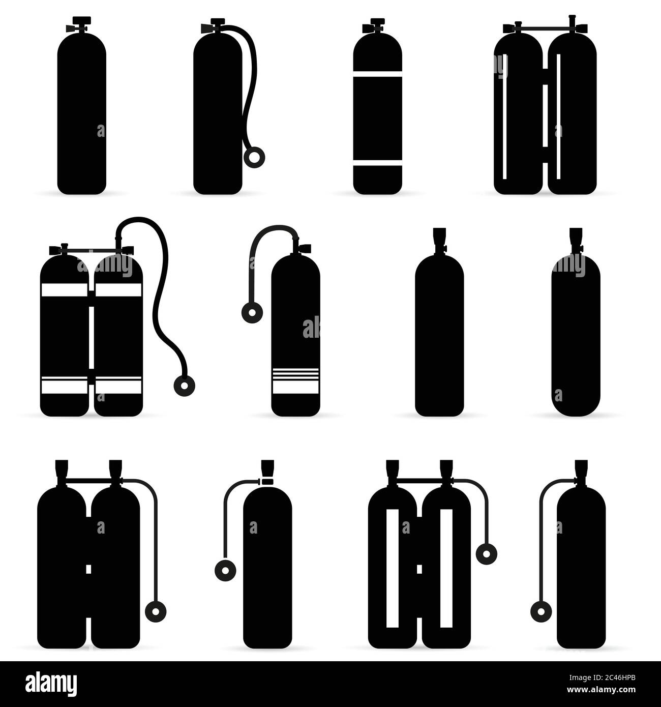 oxygen scuba tank for diving silhouette on white Stock Vector Image ...