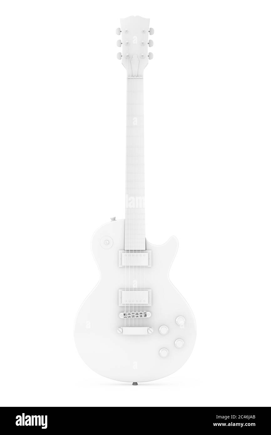 Beautiful White Retro Electric Guitar in Clay Style on a white ...