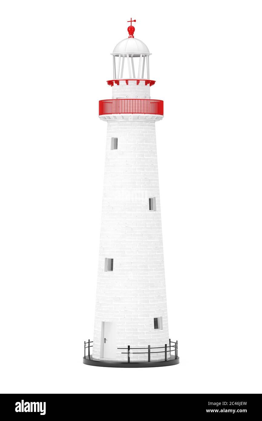 Beautiful Old Lighthouse on a white Background. 3d Rendering Stock ...