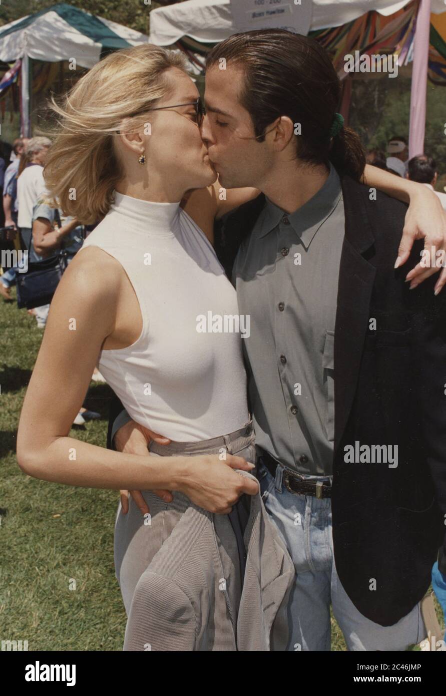Los Angeles.CA.USA. LIBRARY. Sharon Stone and Christopher (Chris) Peters, son of film producer ...