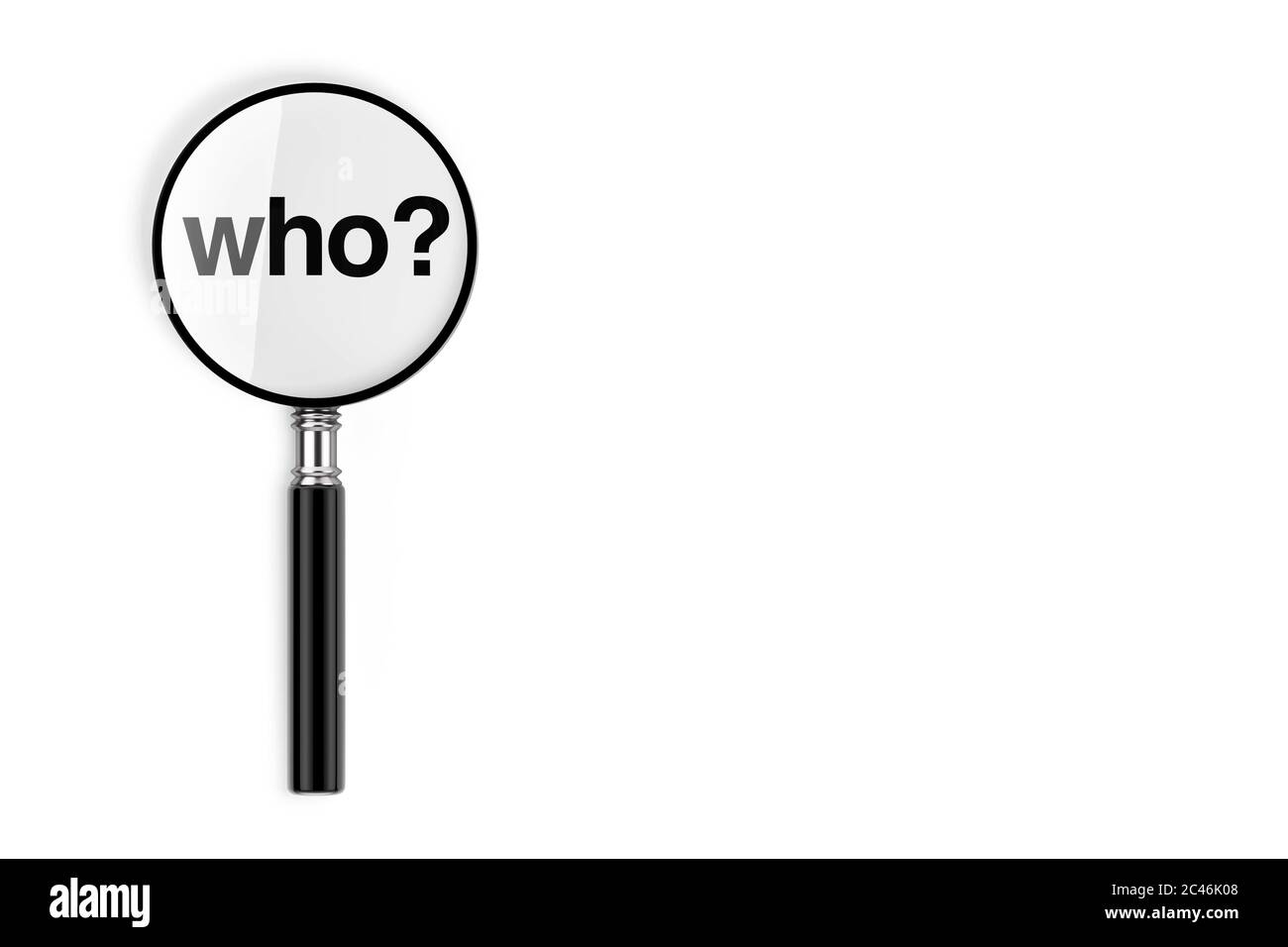 Magnifying Glass with Who Sign on a white background. 3d Rendering ...