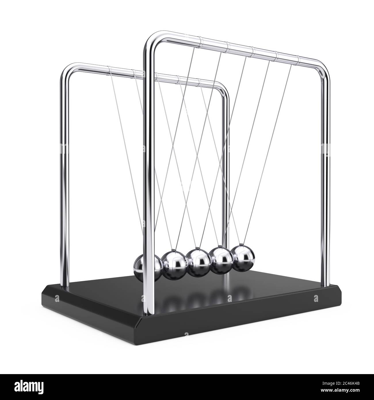 Modern Desk Office Newton's Cradle on a white background. 3d Rendering ...