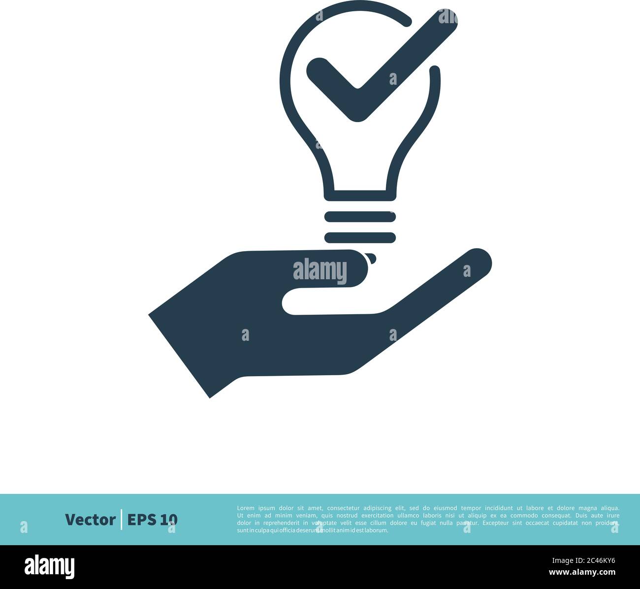 Light Bulb, Hand, Check Mark Icon Vector Logo Template Illustration ...