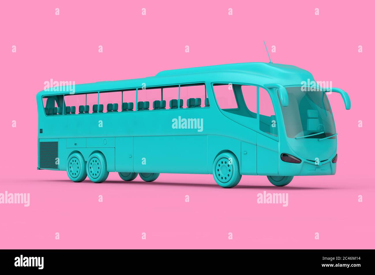 Big Blue Coach Tour Bus Duotone on a pink background. 3d Rendering ...