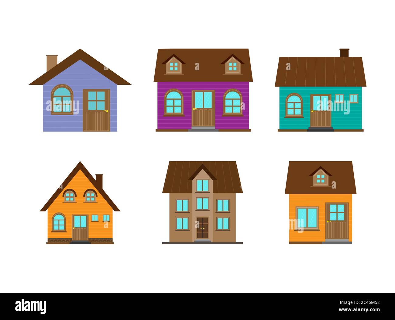 Home. a set of simple color vector icons isolated on a white background ...