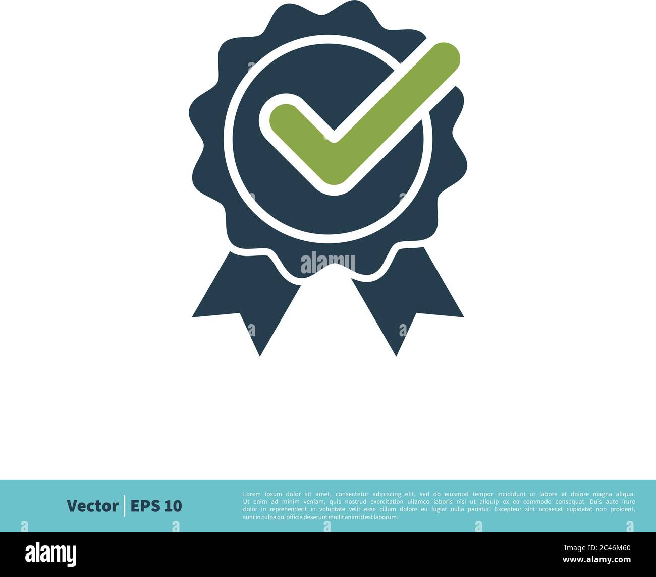 Rosette Ribbon, Check Mark Icon Vector Logo Template Illustration ...