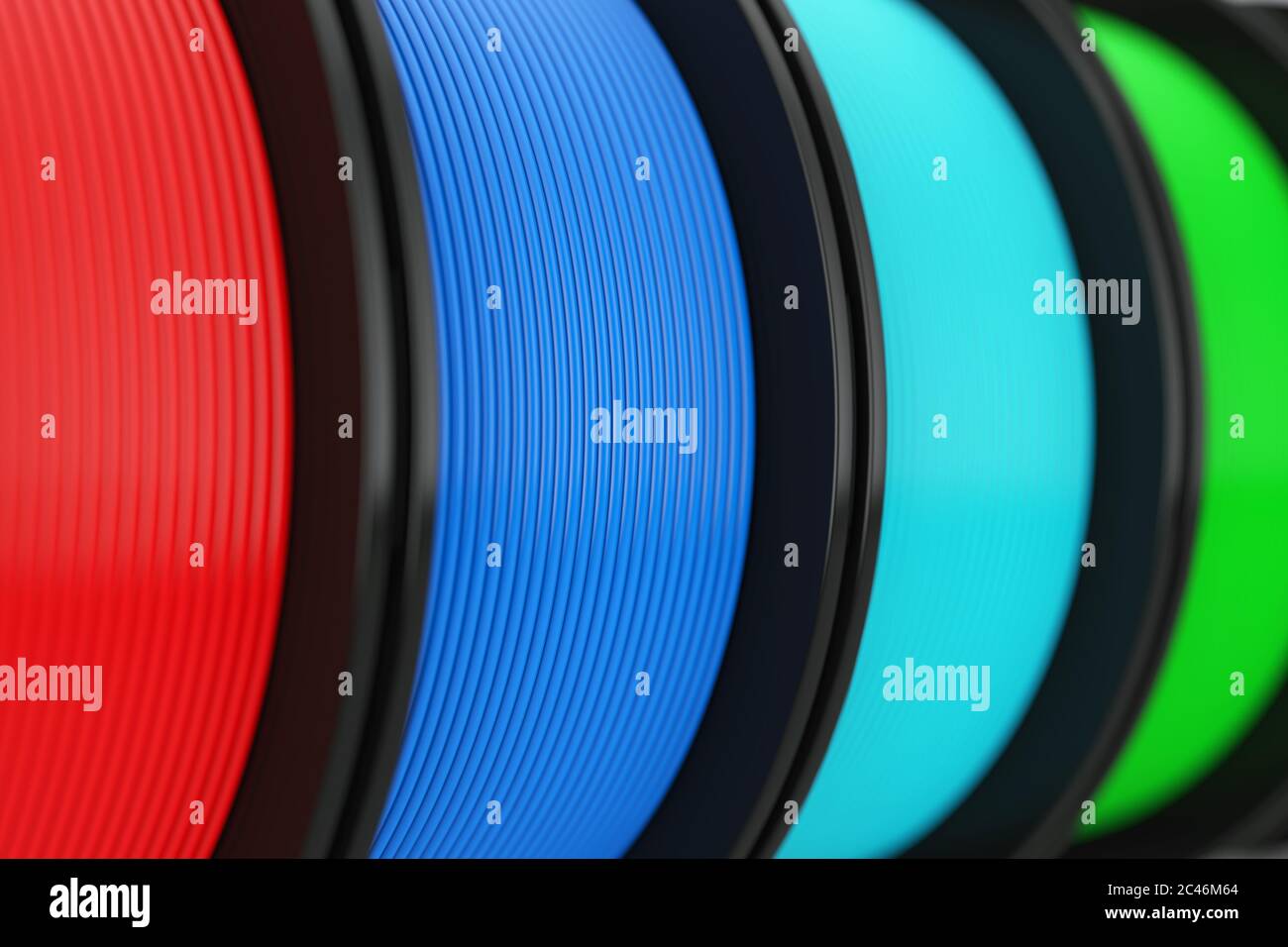 3d Printer Color Filament Coils extreme closeup. 3d Rendering Stock ...