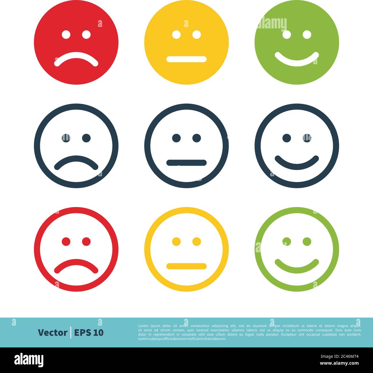 Emoticon Circle Colorful Set. Icon Vector Logo Template Illustration ...