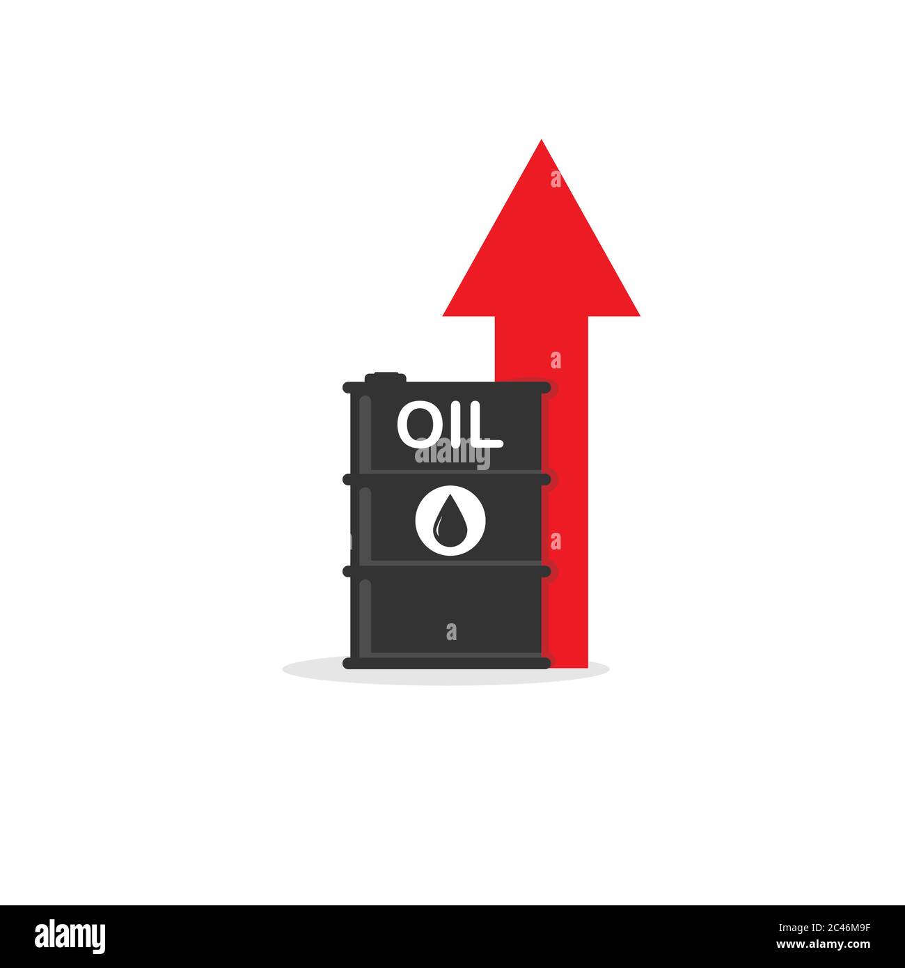 barrel labeled oil and an up arrow. Simple color flat icon isolated on a white background Stock ...