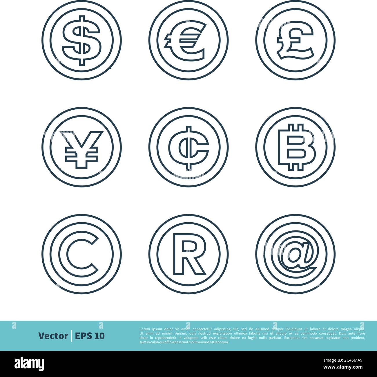 Currency Sign, Money Icon Line Art Vector Logo Template Illustration ...