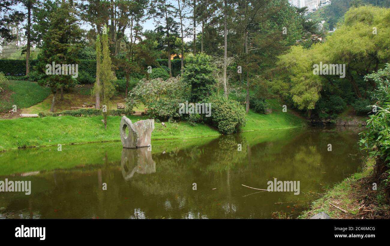 Guapulo, Pichincha / Ecuador - June 11 2016: View of the lagoon inside ...