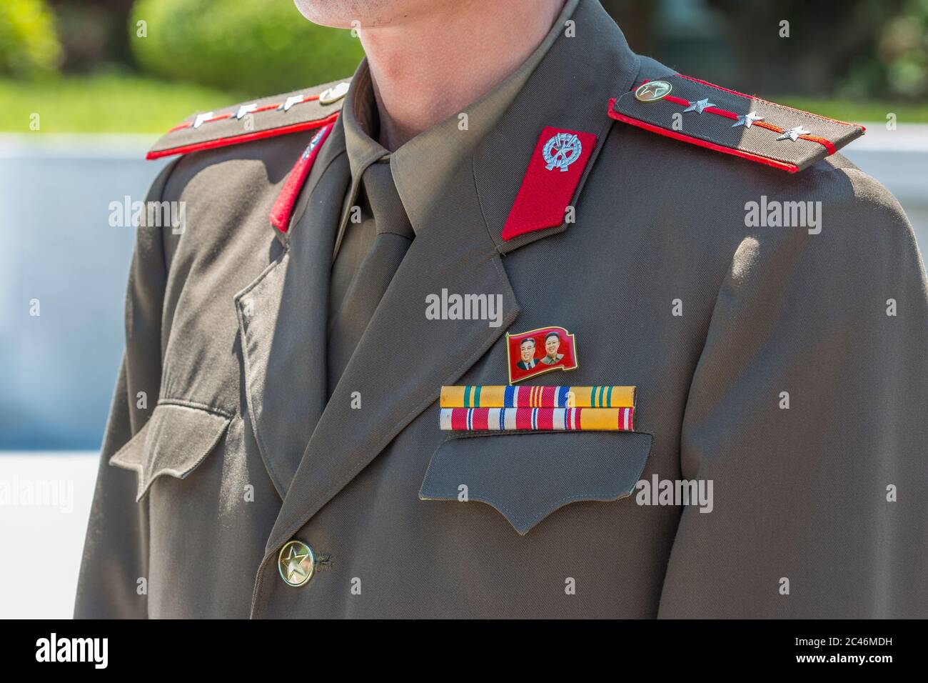 North Korean army officer in the Demilitarized Zone, North Hwanghae ...