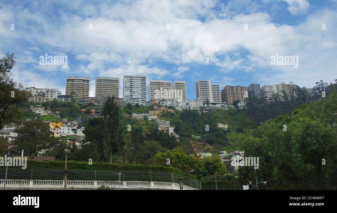 Guapulo, Pichincha / Ecuador - June 11 2016: Buildings of Gonzalez ...