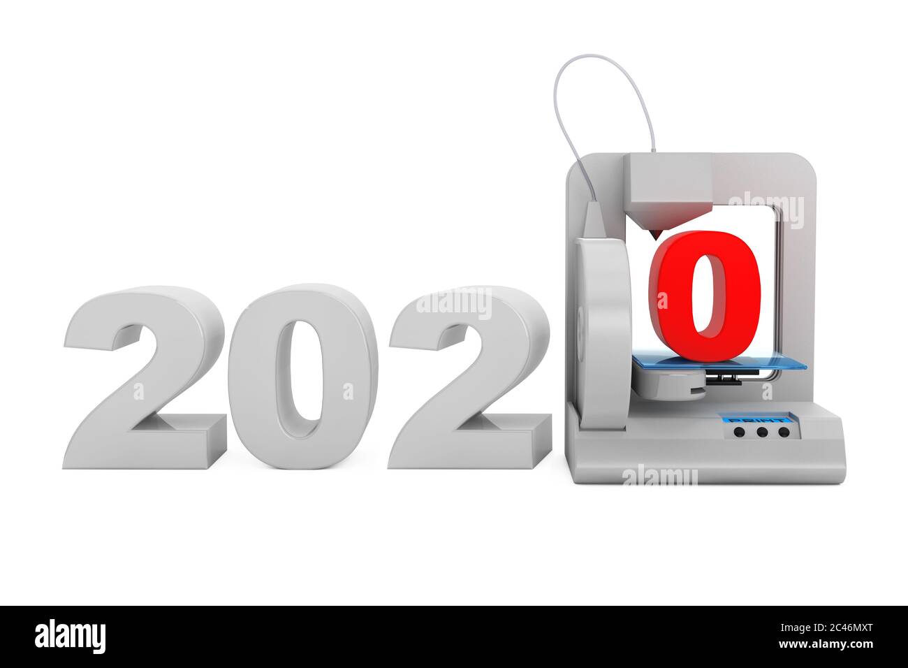 Modern Home 3d printer print New 2020 Year Sign on a white background ...