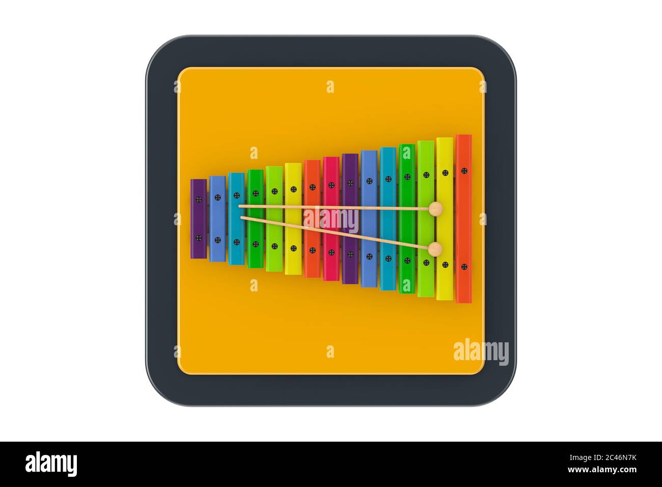Colorful Wooden Xylophone with Mallets as Touchpoint Web Icon Button on ...