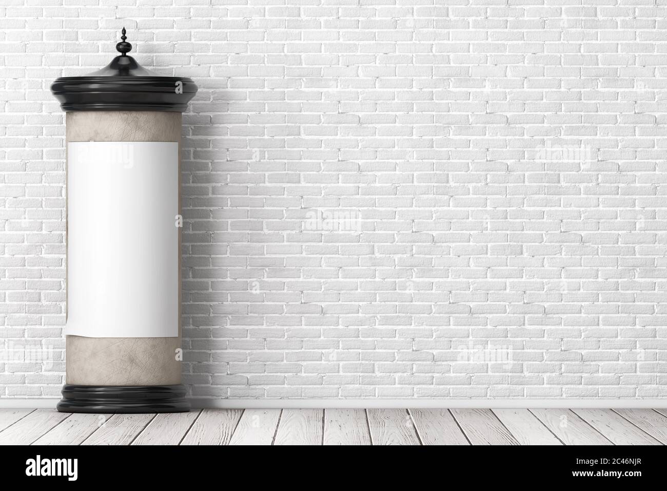 Empty Blank Cylindrical Advertising Column Billboard Mockup with Free ...