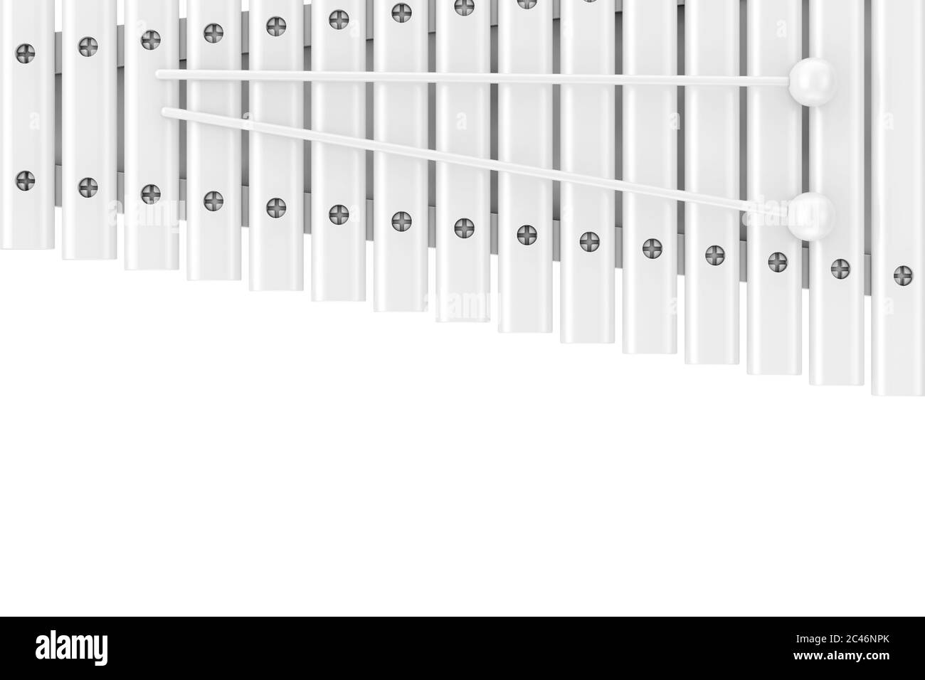White Wooden Xylophone with Mallets Nockup in Clay Style on a white ...