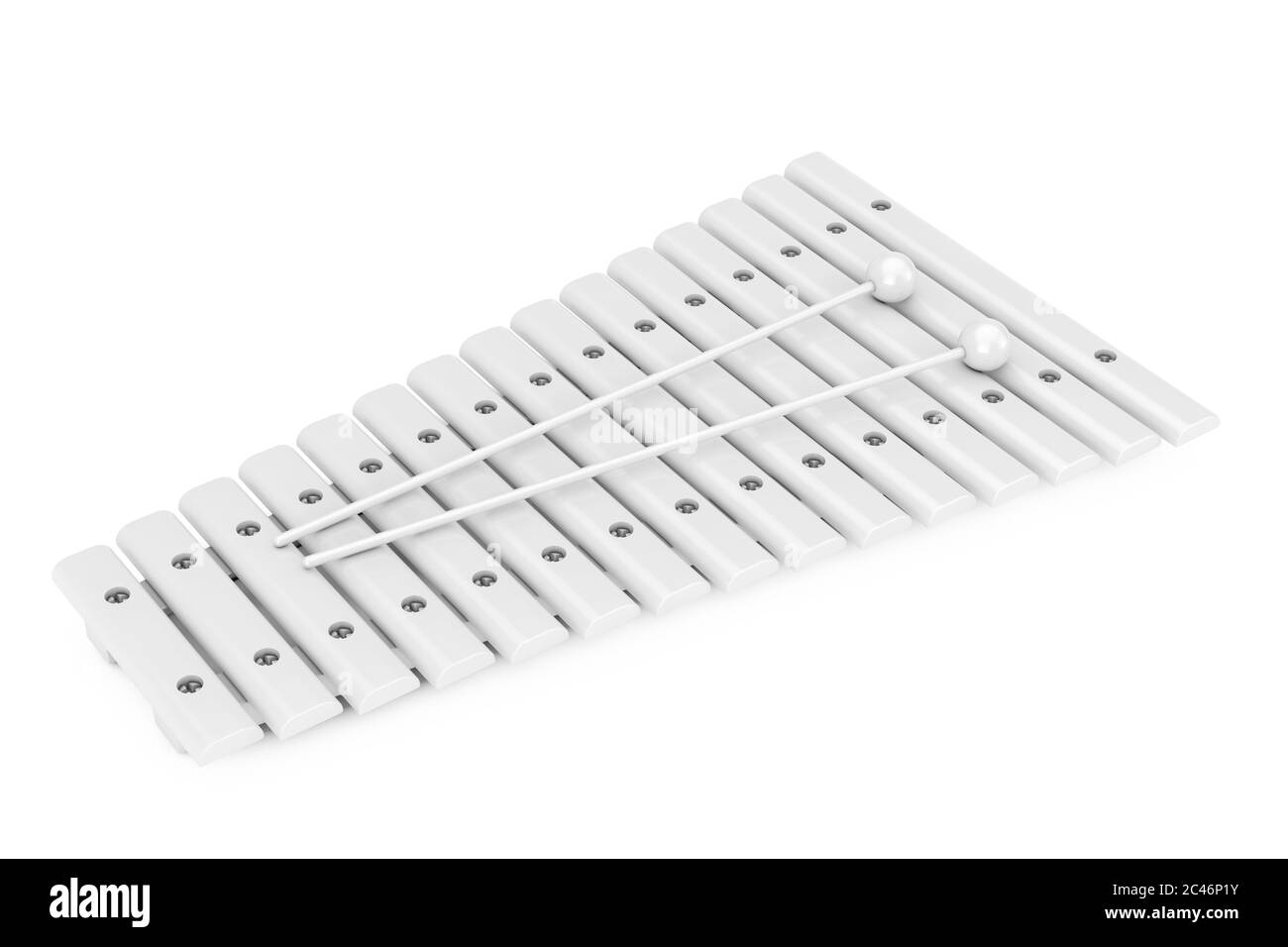 White Wooden Xylophone with Mallets Nockup in Clay Style on a white ...