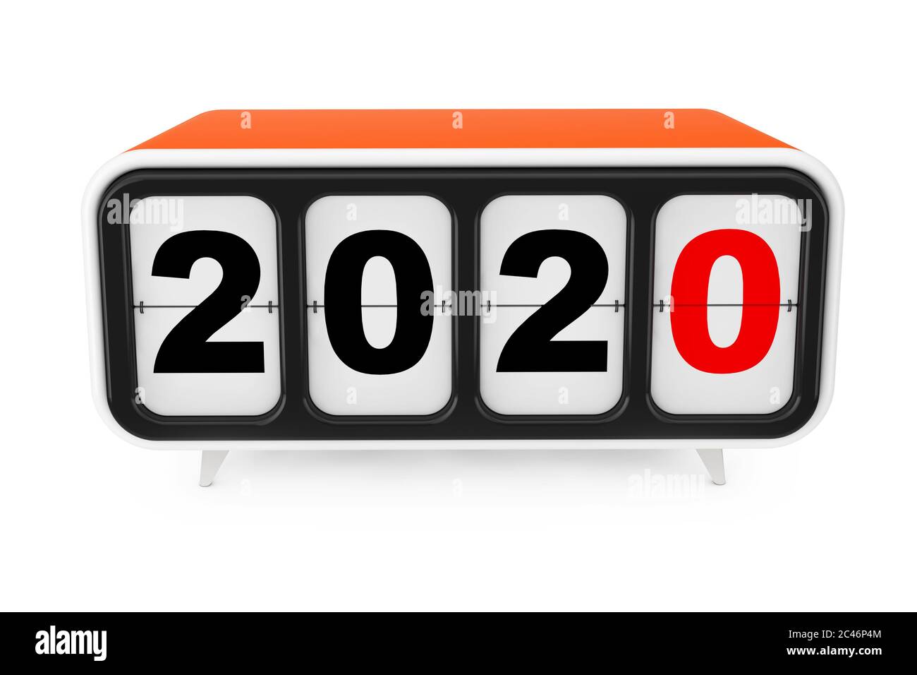 Retro Flip Clock with 2020 New year Sign on a white background. 3d Rendering Stock Photo - Alamy