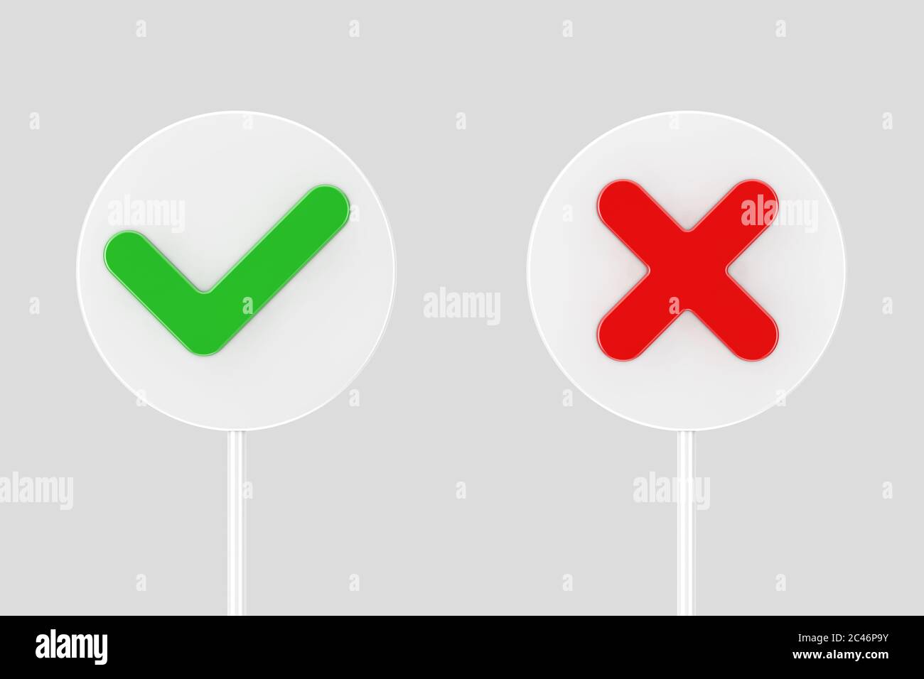 Red Cross and Green Check Mark, Confirm or Deny, Yes or No Banners Icon ...