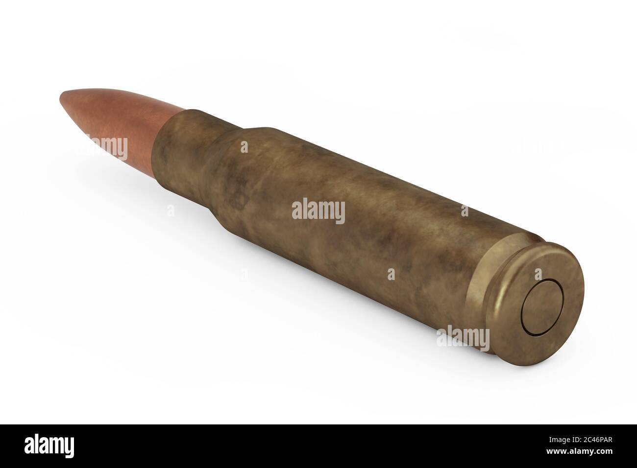 Automatic Rifles 7.62 mm Caliber Metal Bullet on a white background. 3d ...