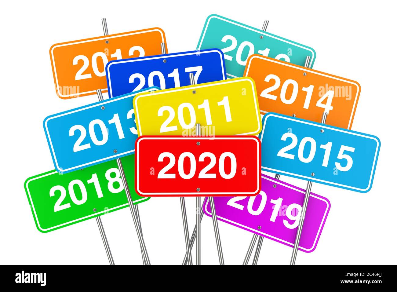 2020 New Year Color Signs on a white background. 3d Rendering Stock ...