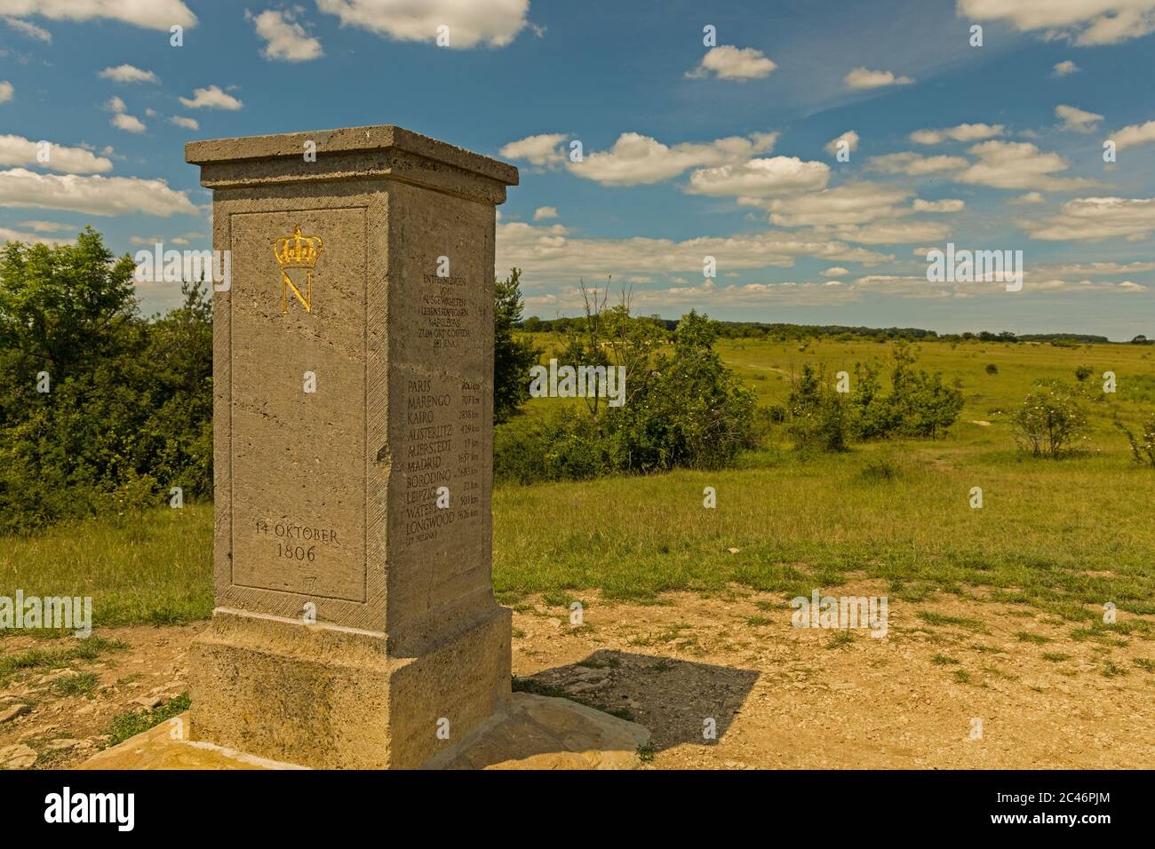 Napoleon memorial stone for the battle of 1806 near Jena in Thuringia ...
