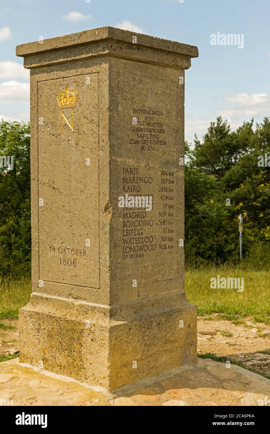 Napoleon memorial stone for the battle of 1806 near Jena in Thuringia ...