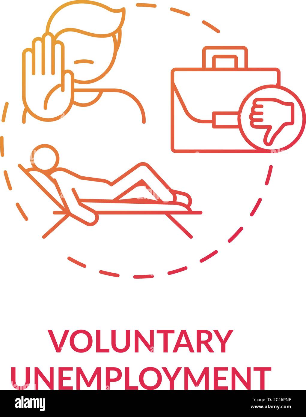 Voluntary unemployment red gradient concept icon Stock Vector Image ...