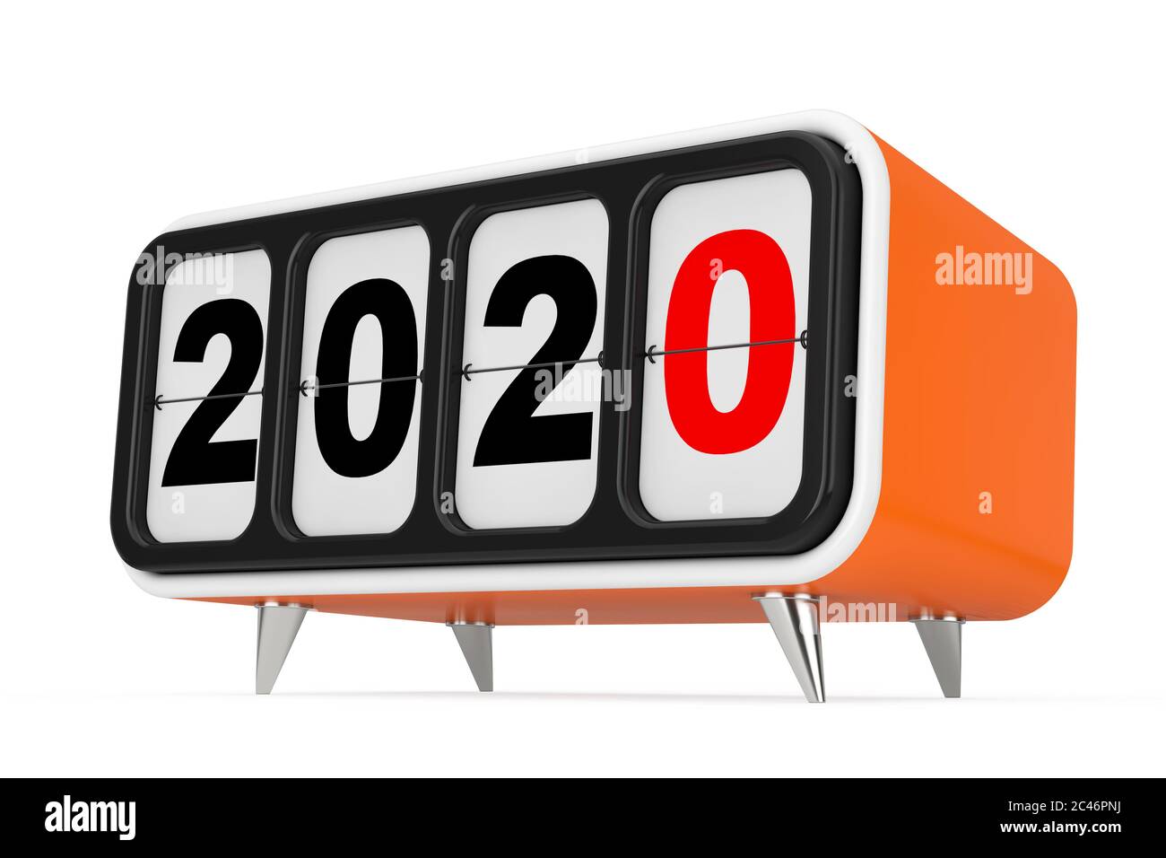 Retro Flip Clock with 2020 New year Sign on a white background. 3d ...
