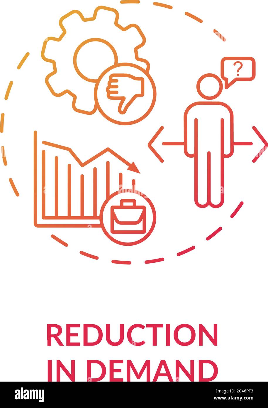 Reduction in demand red gradient concept icon Stock Vector Image & Art ...