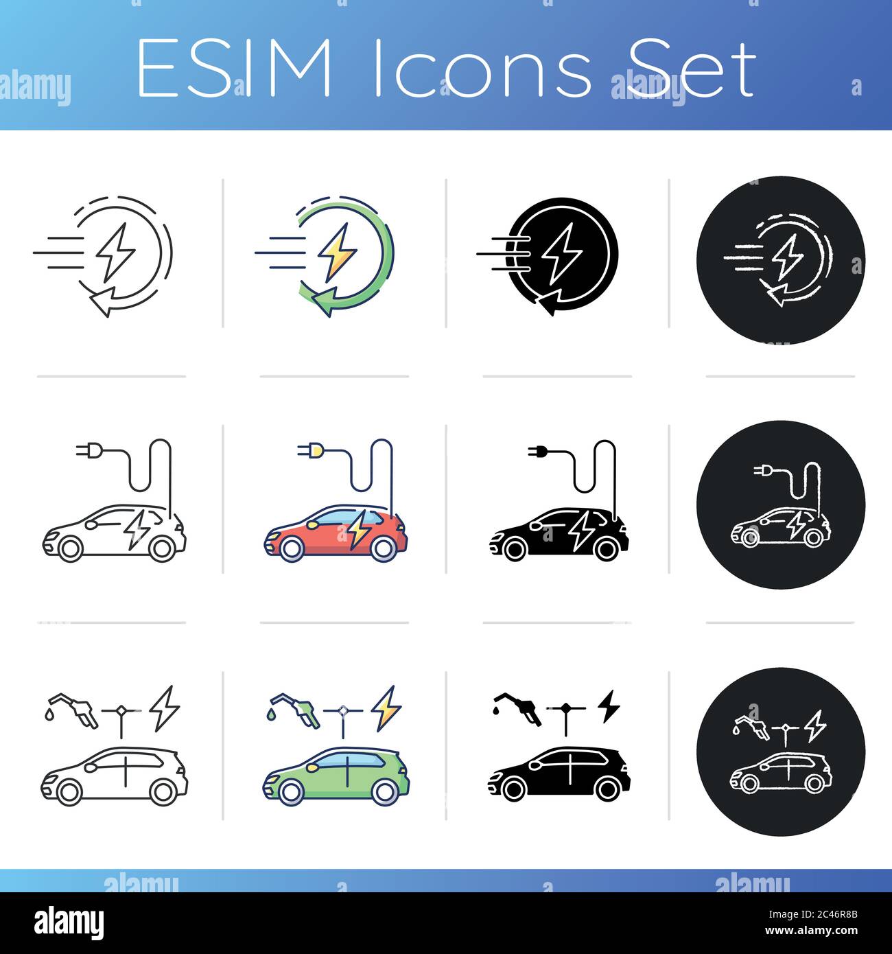 Electric car icons set Stock Vector Image & Art - Alamy