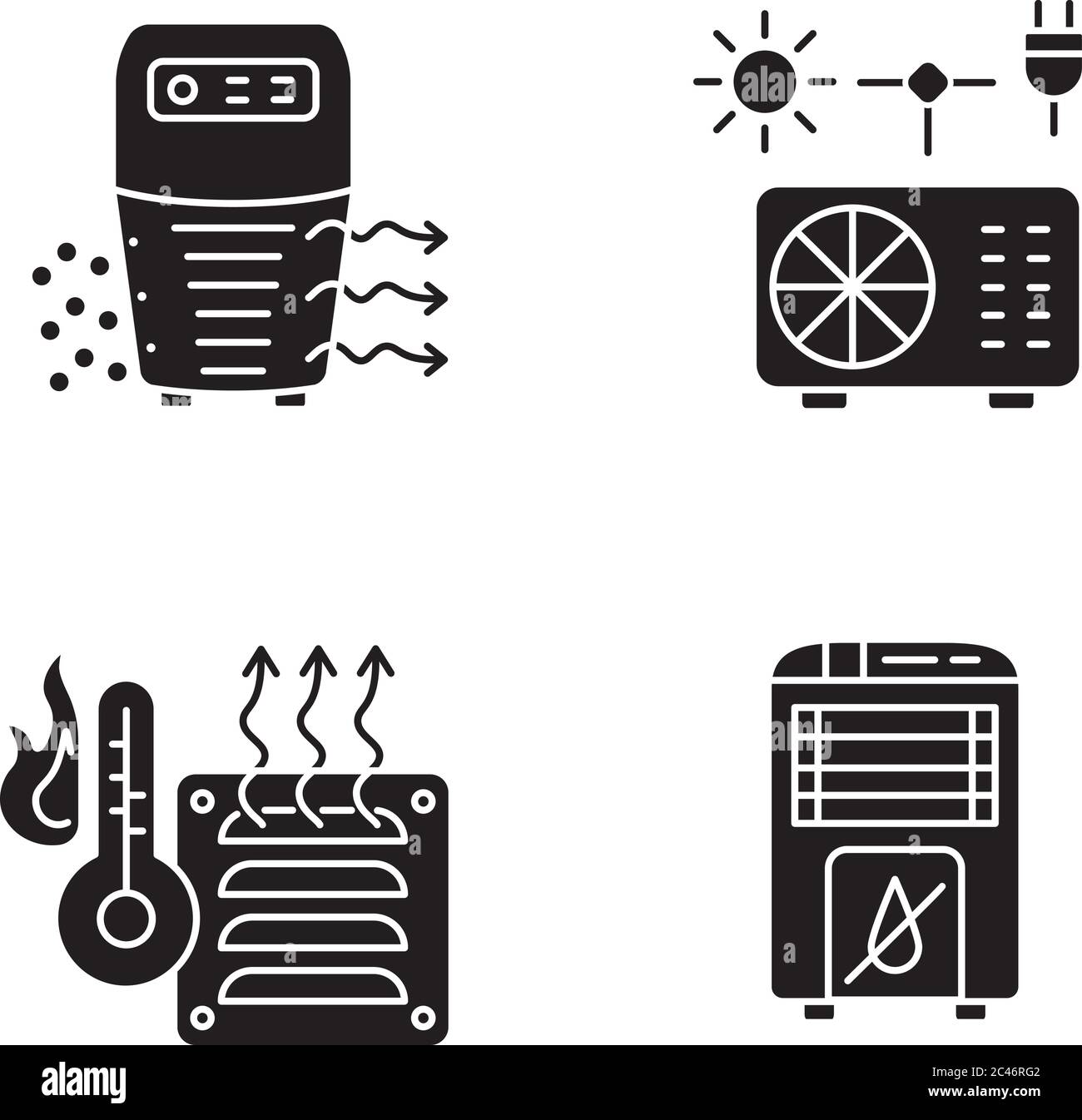 Air heating black glyph icons set on white space Stock Vector Image ...