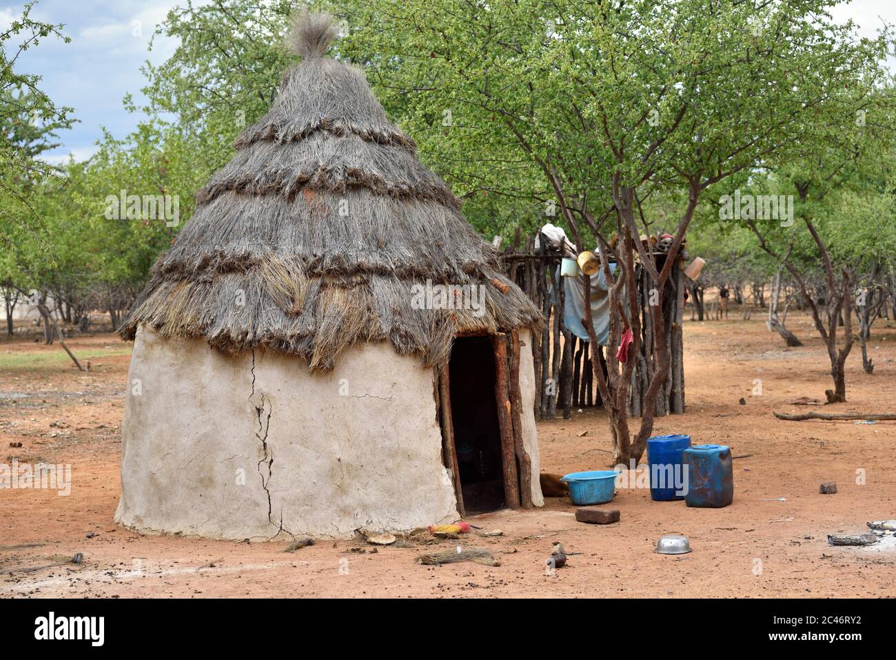 Traditional african hut in himba tribe village, Namibia Stock Photo - Alamy