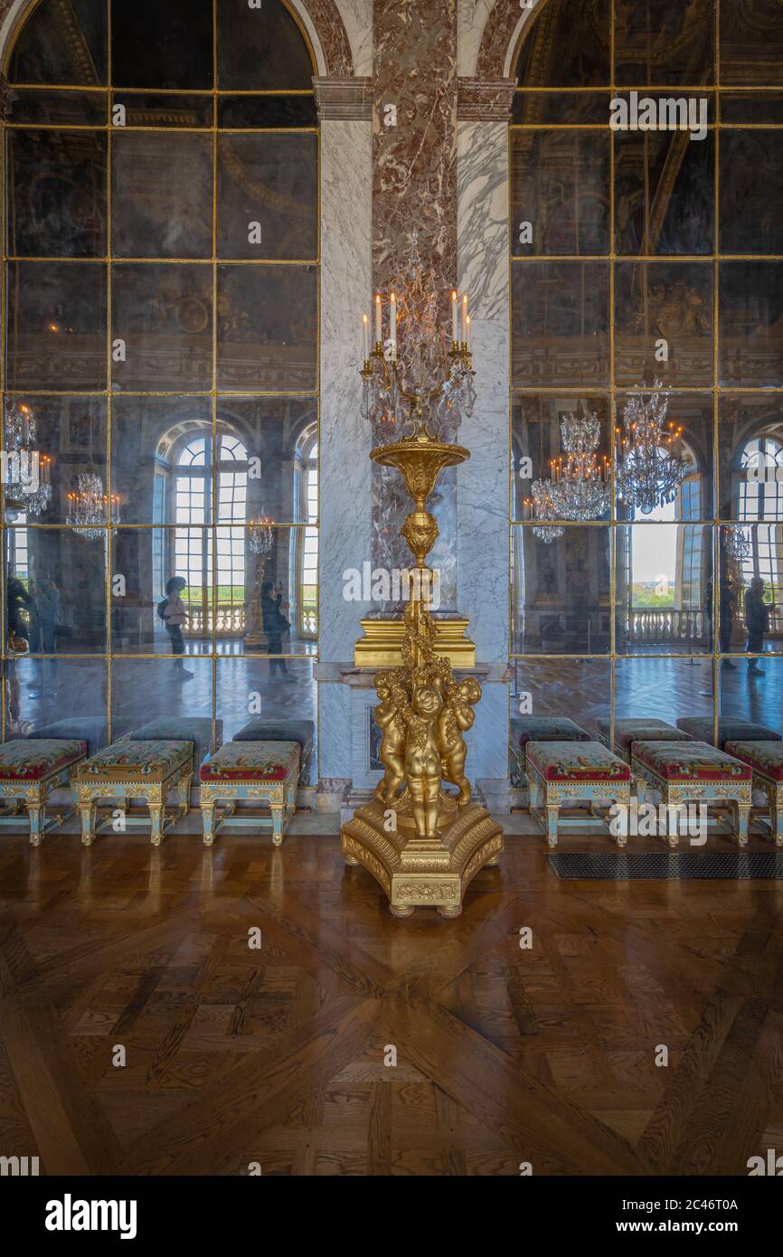 Versailles Mirror Room At Castle Palace Of Versailles, A Historical