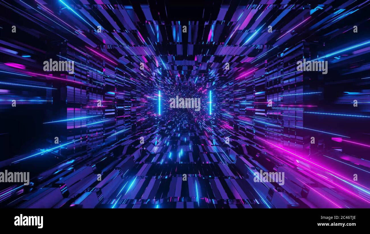 Techno Lights Backgrounds 3D Illustration Of Blue And Purple