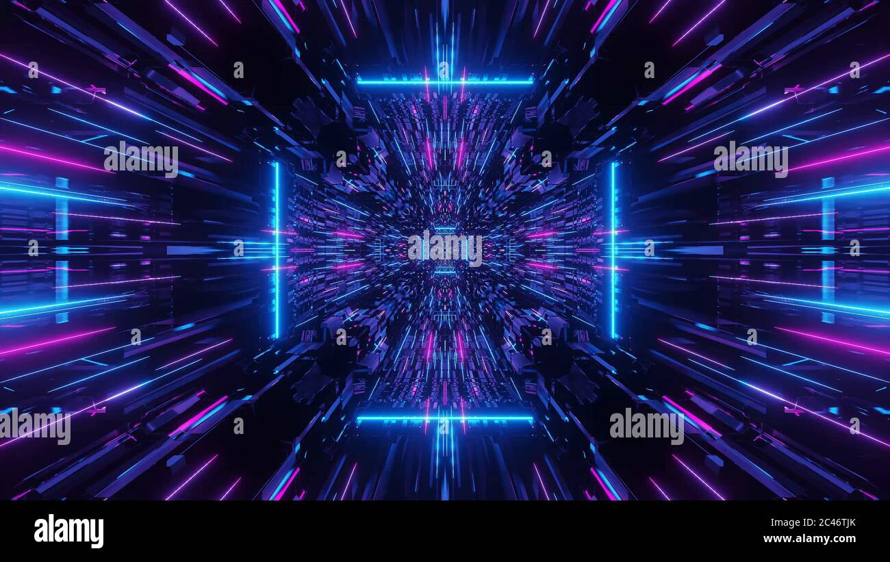 3D illustration of blue and purple futuristic sci-fi techno lights-cool background Stock Photo ...