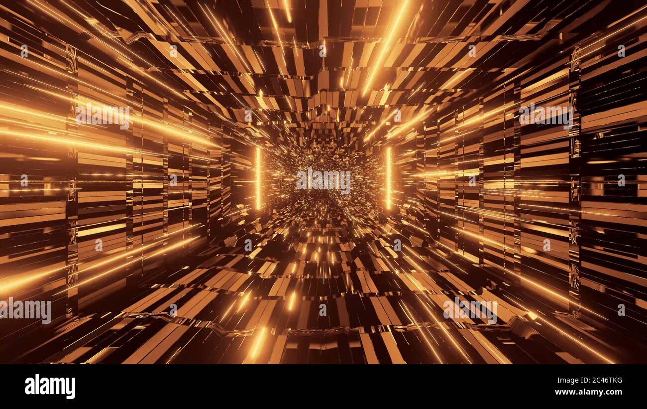 3D illustration of yellow futuristic sci-fi techno lights- cool background Stock Photo - Alamy