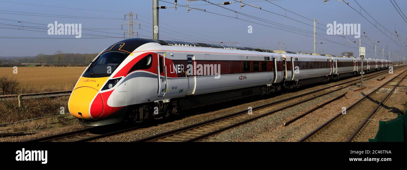 LNER Azuma train, Class 800, East Coast Main Line Railway, Newark on ...