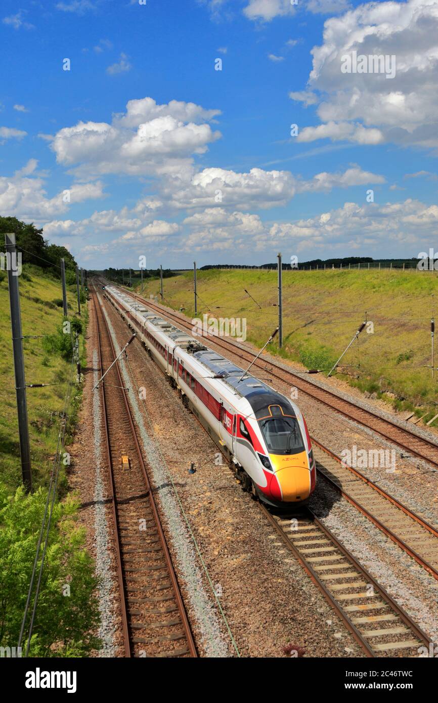 LNER Azuma train, Class 800, East Coast Main Line Railway, Newark on ...