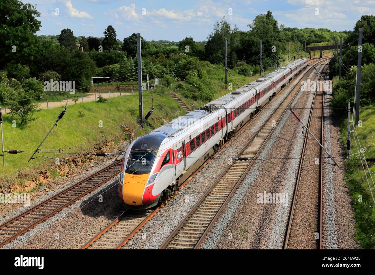 LNER Azuma train, Class 800, East Coast Main Line Railway, Newark on ...