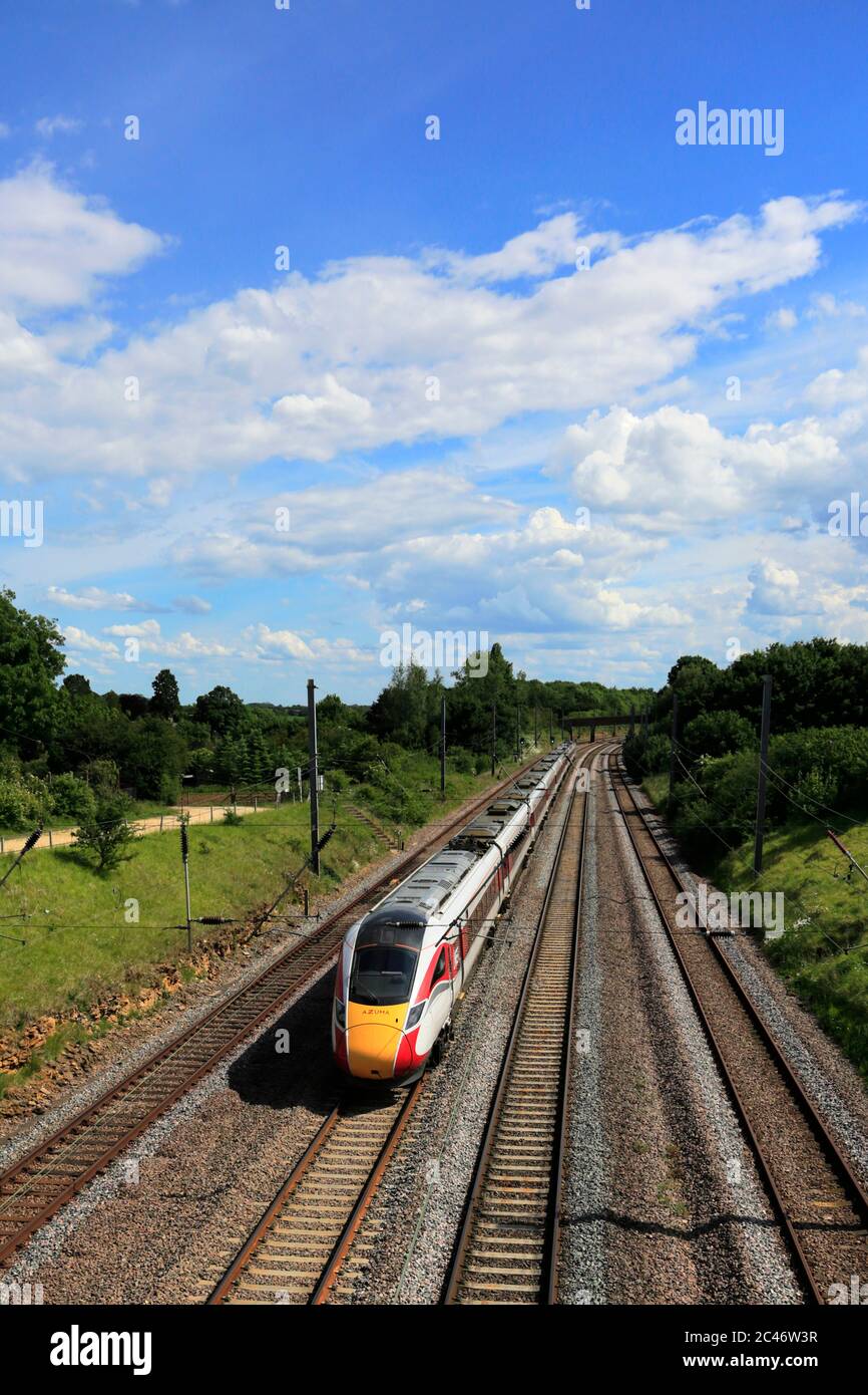 LNER Azuma train, Class 800, East Coast Main Line Railway, Newark on ...