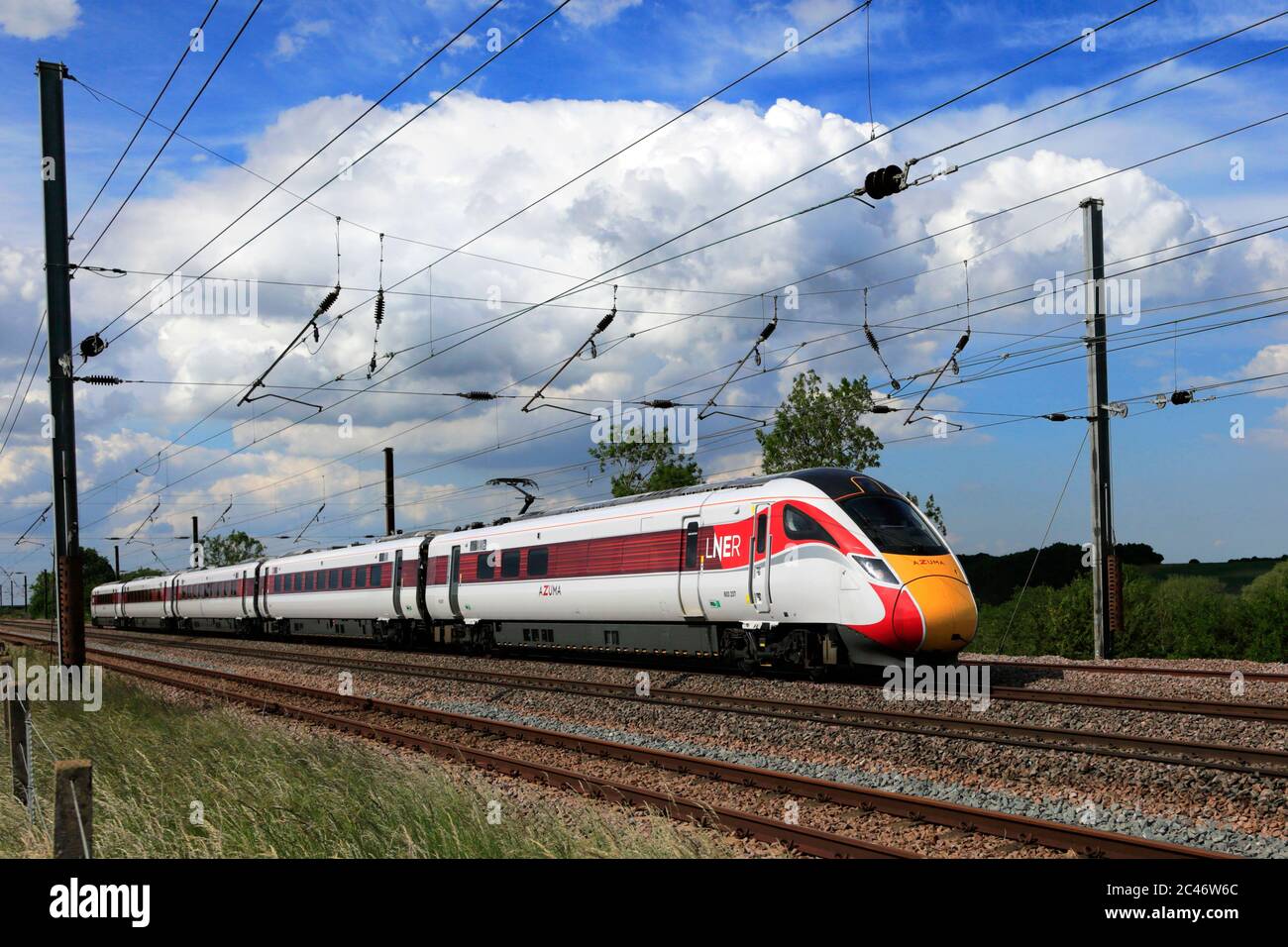 LNER Azuma train, Class 800, East Coast Main Line Railway, Newark on ...