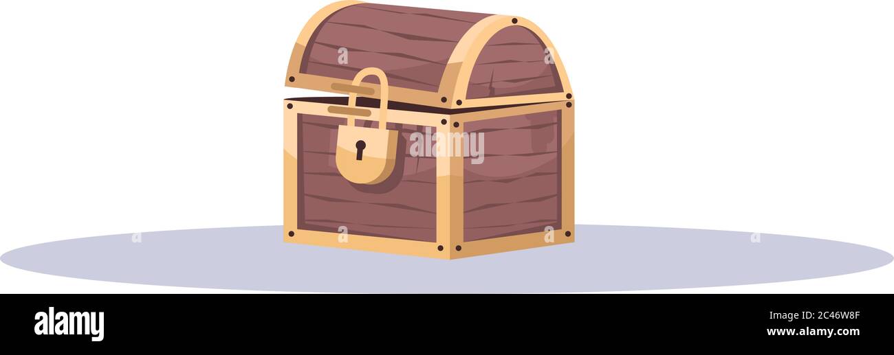 Treasure chest semi flat RGB color vector illustration Stock Vector ...