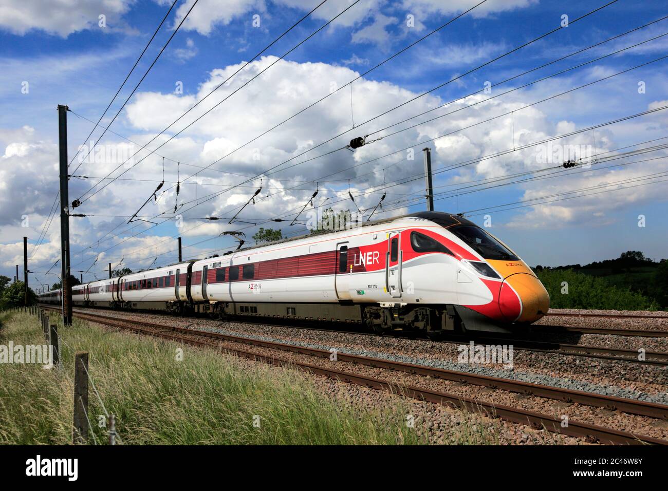LNER Azuma train, Class 800, East Coast Main Line Railway, Newark on ...
